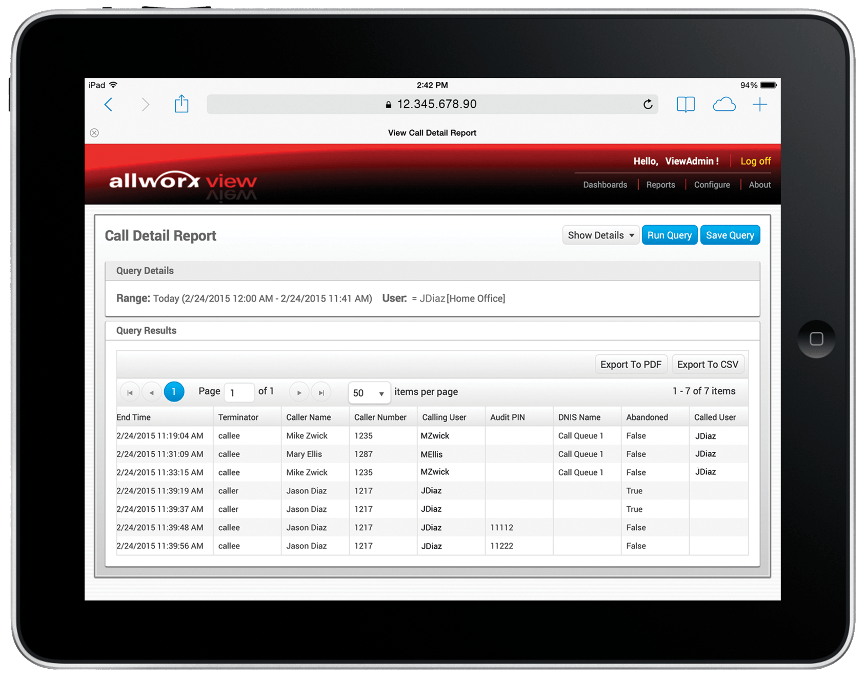 Call Activity Analytics | Allworx View and View ACD